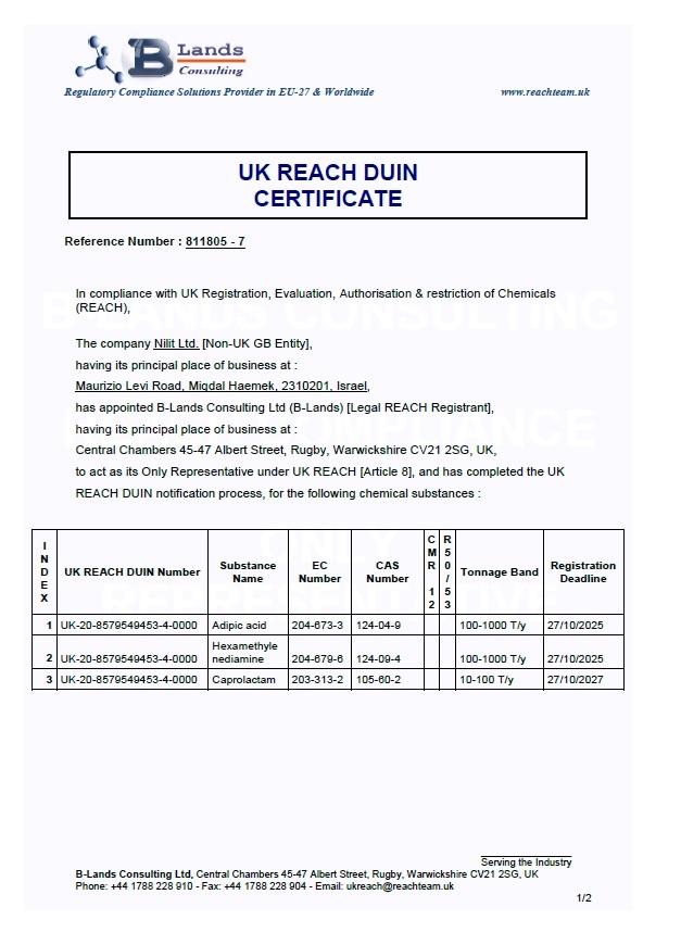 About Nilit - Quality Certificates - Nilit